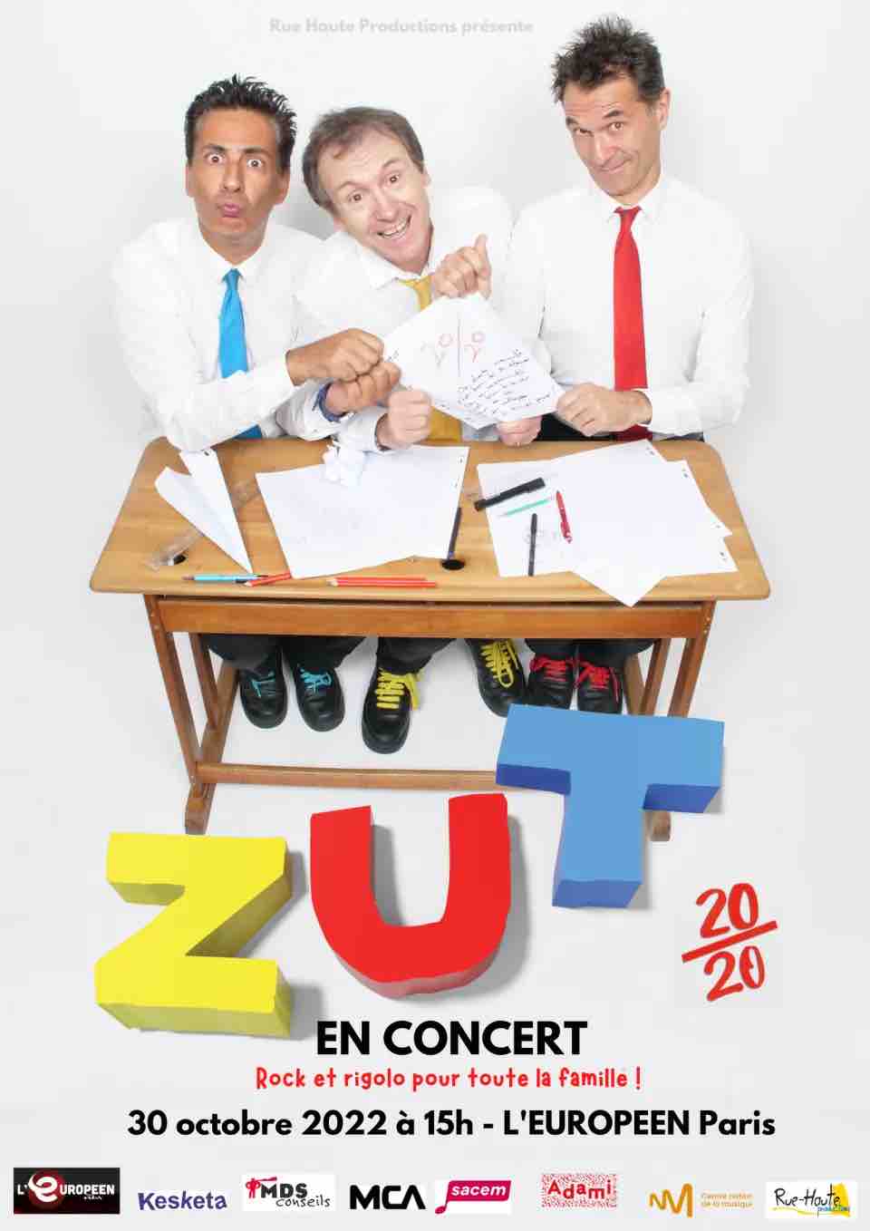 Zut en concert >> Le 30 octobre au théâtre de l'Européen (17ème)